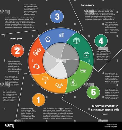 Ring Chart Template With Text Areas On Five Positions Stock Vector Image Art Alamy
