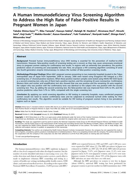 Pdf A Human Immunodeficiency Virus Screening Algorithm To Address The