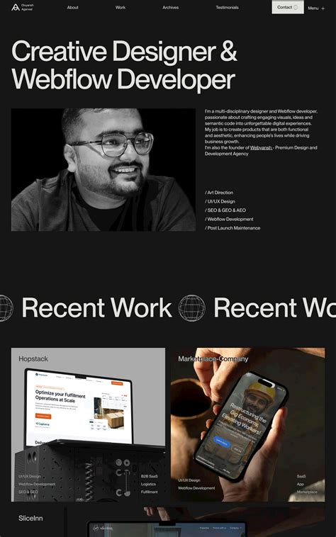 Divyansh Agarwal One Page Website Award