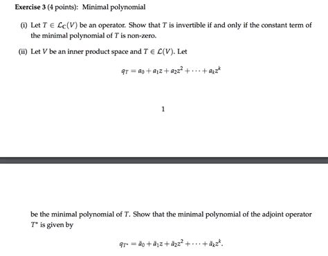 Solved Exercise Points Minimal Polynomial I Let T E Chegg Com