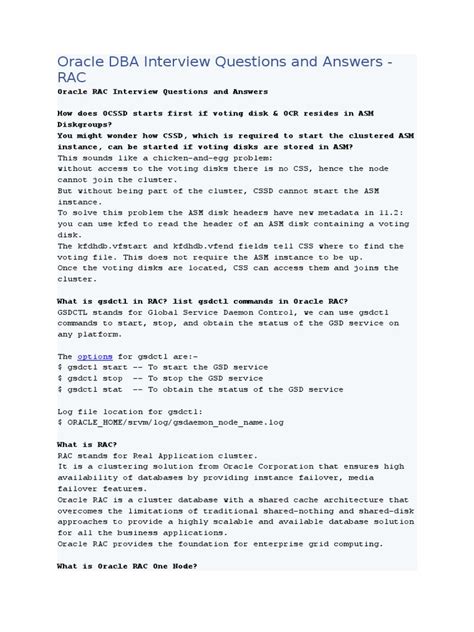 Rac Questions And Answers Download Free Pdf Oracle Database Load Balancing Computing