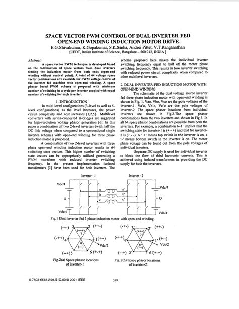 Pdf Space Vector Pwm Control Of Dual Inverter Fed Open End Winding