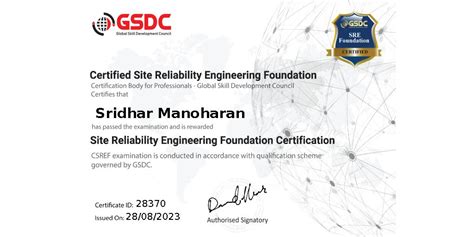 Sridhar Manoharan On Linkedin Sre Foundation Certification