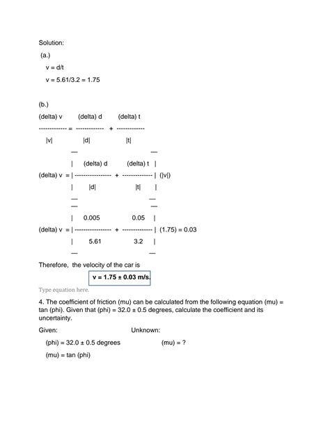 SOLUTION Physics Sample Activity With Answers And Solutions Studypool
