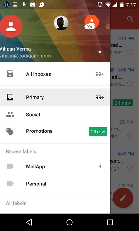 How Can I Implement Gmail Android App Like User Account Switching