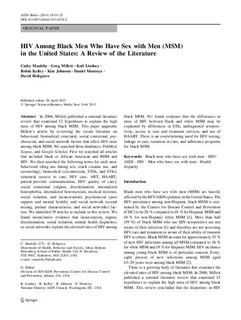 Pdf Hiv Among Black Men Who Have Sex With Men Msm In The United