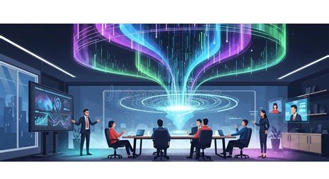 Tech Team In Modern Office Meeting Collaborates On Data Visualization