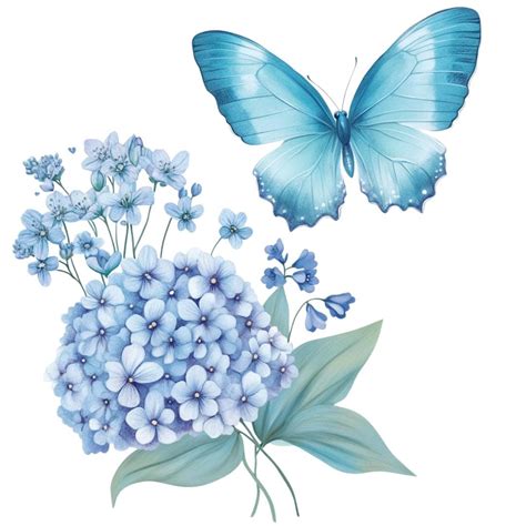 Blue Flowers And Butterfly Cross Stitch Pattern Pdf Digital Download