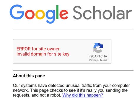 Google Scholar Error Message