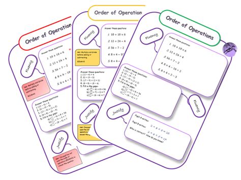 Order Of Operations Bidmas Differentiated Mastery Worksheets Teaching Resources