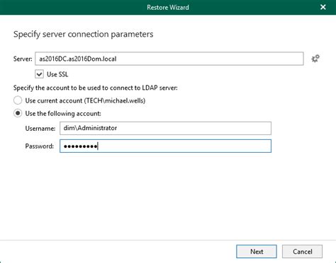Step 2 Specify Connection Parameters Veeam Backup Explorers Guide