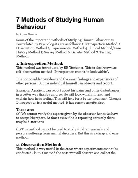Doc 7 Methods Of Studying Human Behaviour