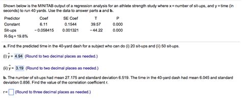 Solved Shown Below Is The Minitab Output Of A Regression