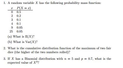 Solved I A Random Variable X Has The Following Probability Chegg