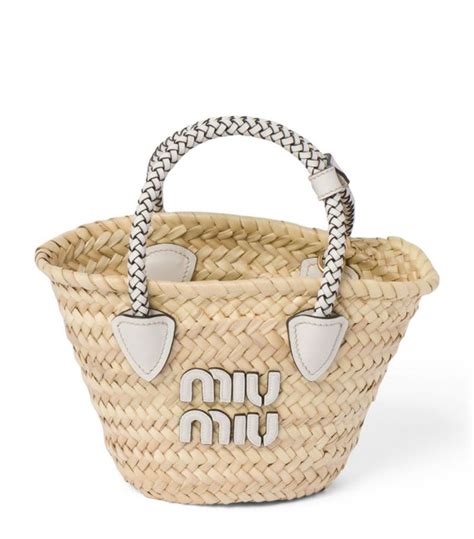 Miu Miu Mini Straw Basket Tote Bag Woven Tote Bag Basket Tote Tote