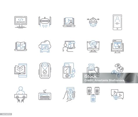 Natural Language Processing Line Icons Collection Sentiment Parsing Tokenization Stemming