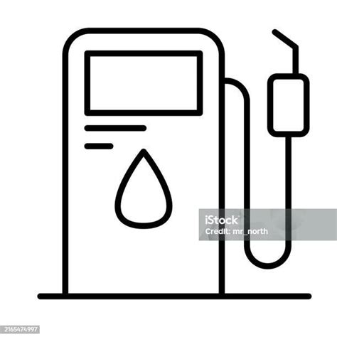 연료 아이콘 얇은 선 스타일 벡터 일러스트 레이 션 그래픽 디자인 가솔린에 대한 스톡 벡터 아트 및 기타 이미지 가솔린 개념 기호 고립 색상 Istock