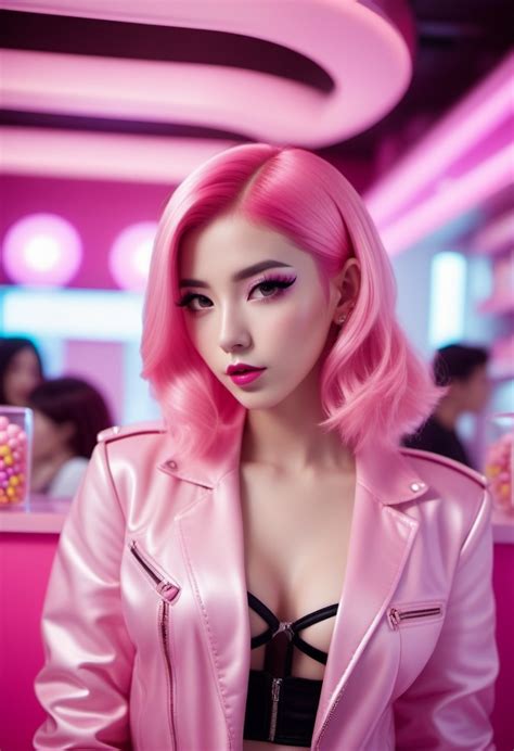 Pink Haired Woman In Candy Room With Cute Shoes Stable Diffusion Online