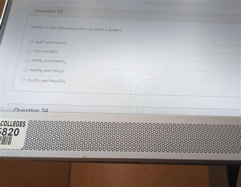 Solved Which Of The Following Pairs Can Form A Buffer