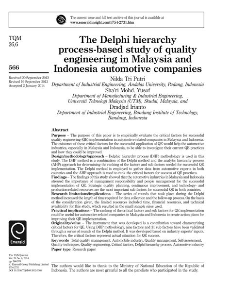 Pdf The Delphi Hierarchy Process Based Study Of Quality Engineering Pdf The Delphi Hierarchy Process Based Study Of Quality Engineering