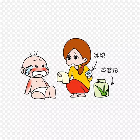 卡通被烫伤的小孩一旁无措的妈妈png图片素材下载图片编号7327196 Png素材网
