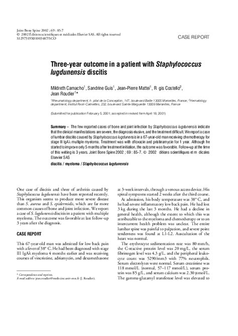 Pdf Three Year Outcome In A Patient With Staphylococcus Lugdunensis