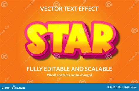 Star Editable 3d Text Style Effect Stock Vector Illustration Of