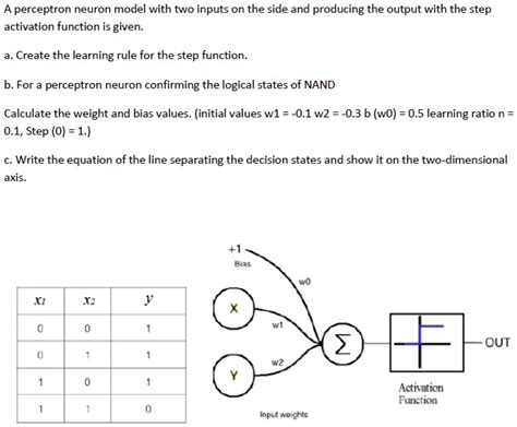 A Perceptron Neuron Model With Two Inputs On The Side And Producing The Output With The Step