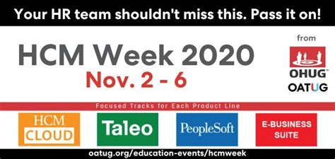 Oracle Hcm Users Group Ohug On Linkedin Join Us The First Week Of November For Our First Ever