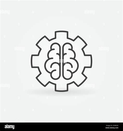 Ai Brain In Gear Concept Minimal Outline Icon Or Design Element Stock