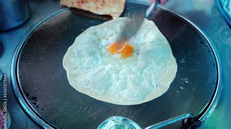 Roti Making Roti Thresh Flour By Roti Maker With Oil Indian Traditional Street Food Thai