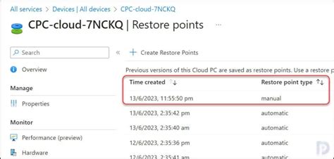create manual restore points for cloud pcs in windows 365
