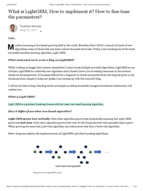 What Is Lightgbm How To Implement It How To Fine Tune The Parameters Pdf Algorithms