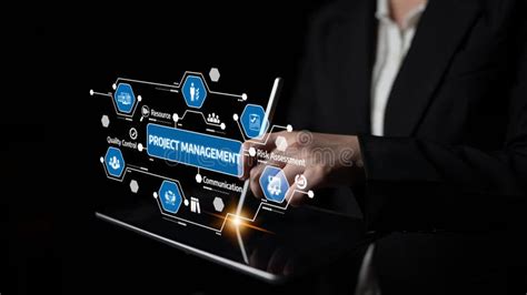 Professional Hands Engaged In Project Management Concepts Using Digital