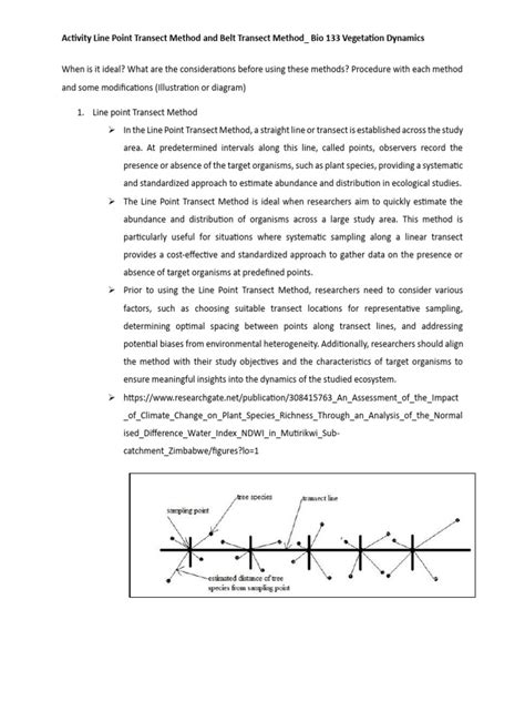 Activity Line Point Transect Method And Belt Transect Method Bio 133