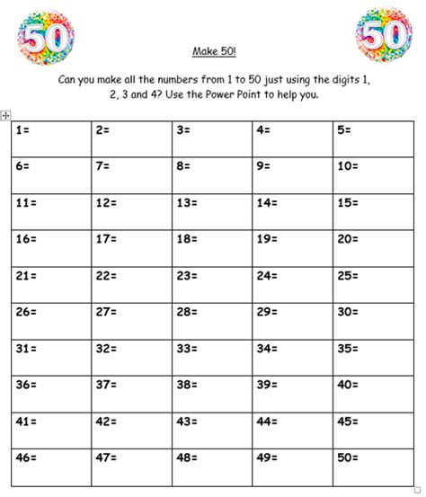 Make Number Investigation Teaching Resources