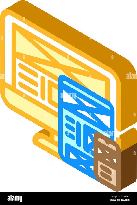 Mockup Ux Ui Design Isometric Icon Vector Mockup Ux Ui Design Sign Isolated Symbol