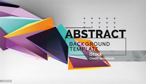 3d 기하학적 삼각형 모양 추상적인 배경 회색 배경 비즈니스 또는 하이테크 개념 벽지에 색상 삼각형 구성 0명에 대한 스톡 벡터