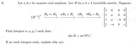 Solved 6 Let A B C Be Nonzero Real Numbers Let B Be A 4