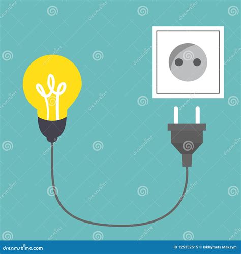 Connect Idea Bulb Light Cord Electrical Plug Connected To Power