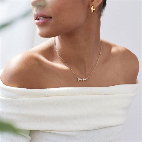 Coco Name Link Necklace 14k Solid Gold Oak And Luna