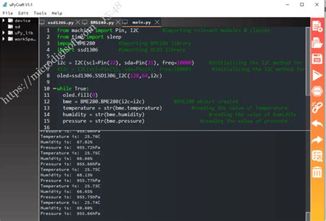 micropython bme280 and ssd1306 oled with esp32 esp8266 to measure temperature humidity and
