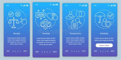 Ethical Principles Onboarding Mobile App Page Screen Vector Template