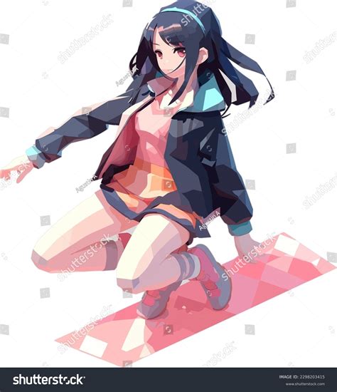 Anime Girl Dynamic Pose Vector Illustration Stock Vector Royalty Free