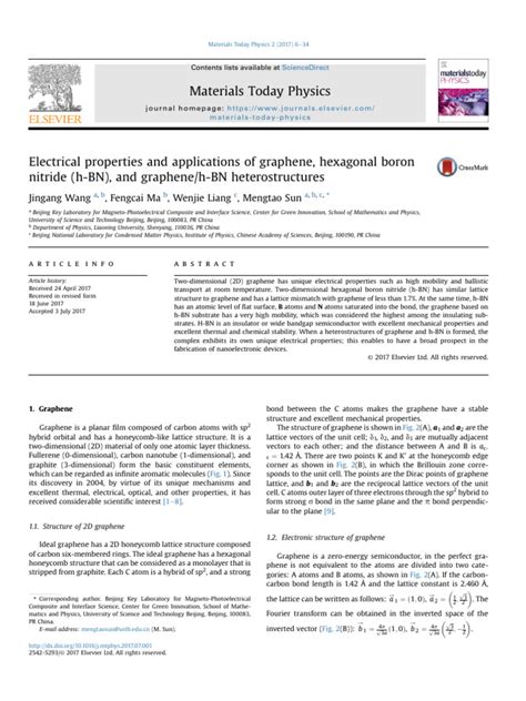 Electrical Properties And Applications Of Graphene Hexagonal Boron Nitride H Bn And Graphene H