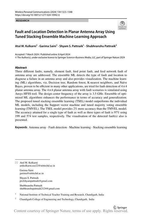 Fault And Location Detection In Planar Antenna Array Using Tuned Stacking Ensemble Machine