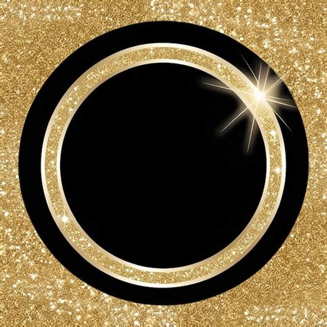 Premium Photo A Round Black Circle With A Gold Background And Sparkles
