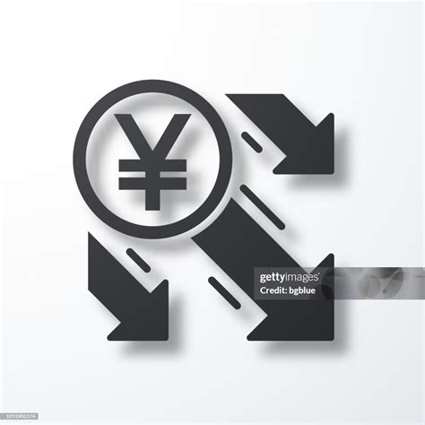 Yen Decrease Icon With Shadow On White Background High Res Vector