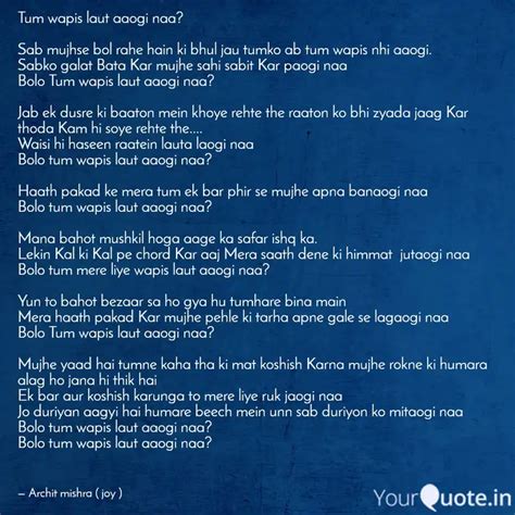Tum Wapis Laut Aaogi Naa Quotes And Writings By Archit Mishra