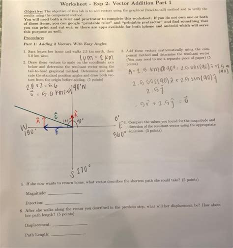 solved worksheet exp 2 vector addition part 1 objective